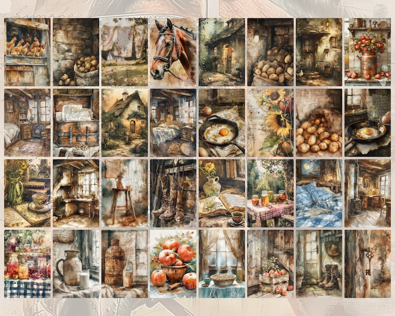 Cozy Cottage Junk Journal Pages, Digital Cottagecore Scrapbook Paper ...