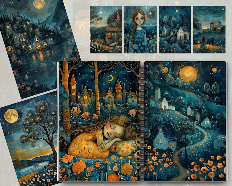 Midnight Blue Junk Journal Kit, Dark Junk Journal Pages, Mystic Junk Journal Printable Paper ...