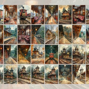 Vintage Train Junk Journal Pages, Digital Scrapbook Paper Kit ...