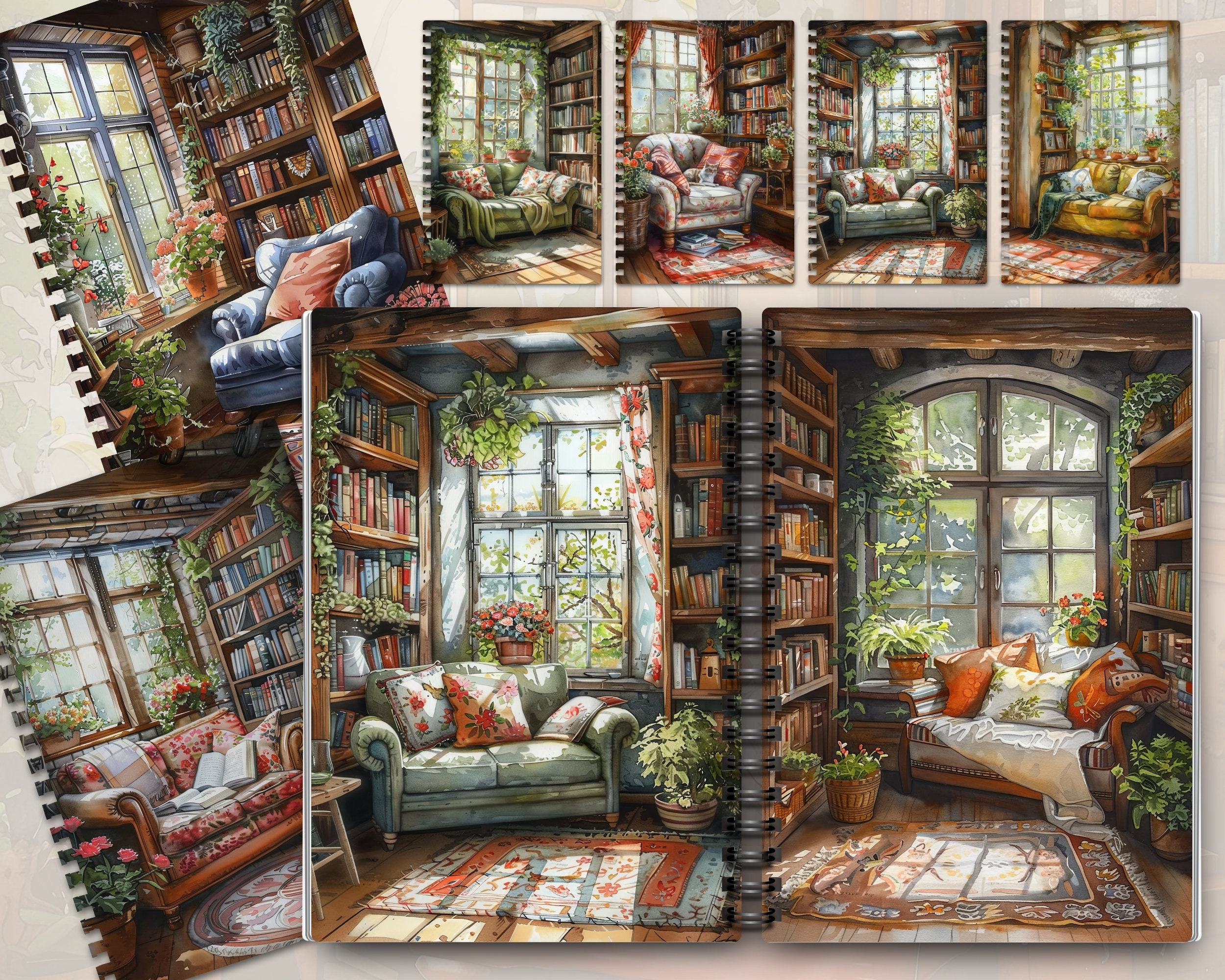 Cozy Reading Nook Junk Journal Pages, Digital Book Ephemera, Printable ...