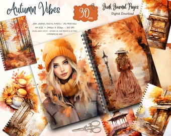 Cozy Autumn Junk Journal Kit, Fall Junk Journal Pages, Autumn Scene ...