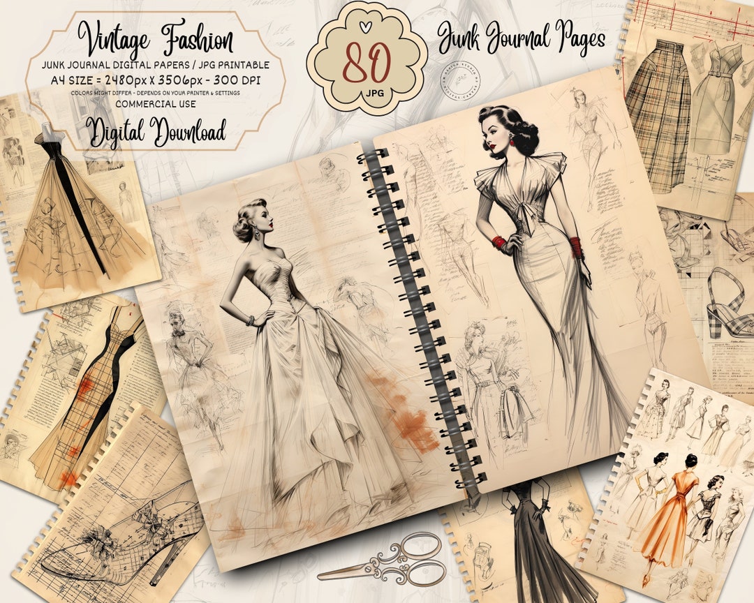 Vintage Fashion Journaling Cards: Printable Ephemera (digital Download ...