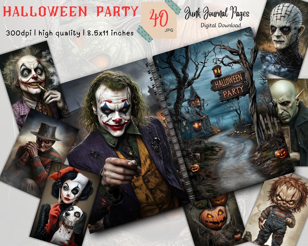 Halloween Characters Printable Journal Pages Junk Journal, Creepy Junk ...