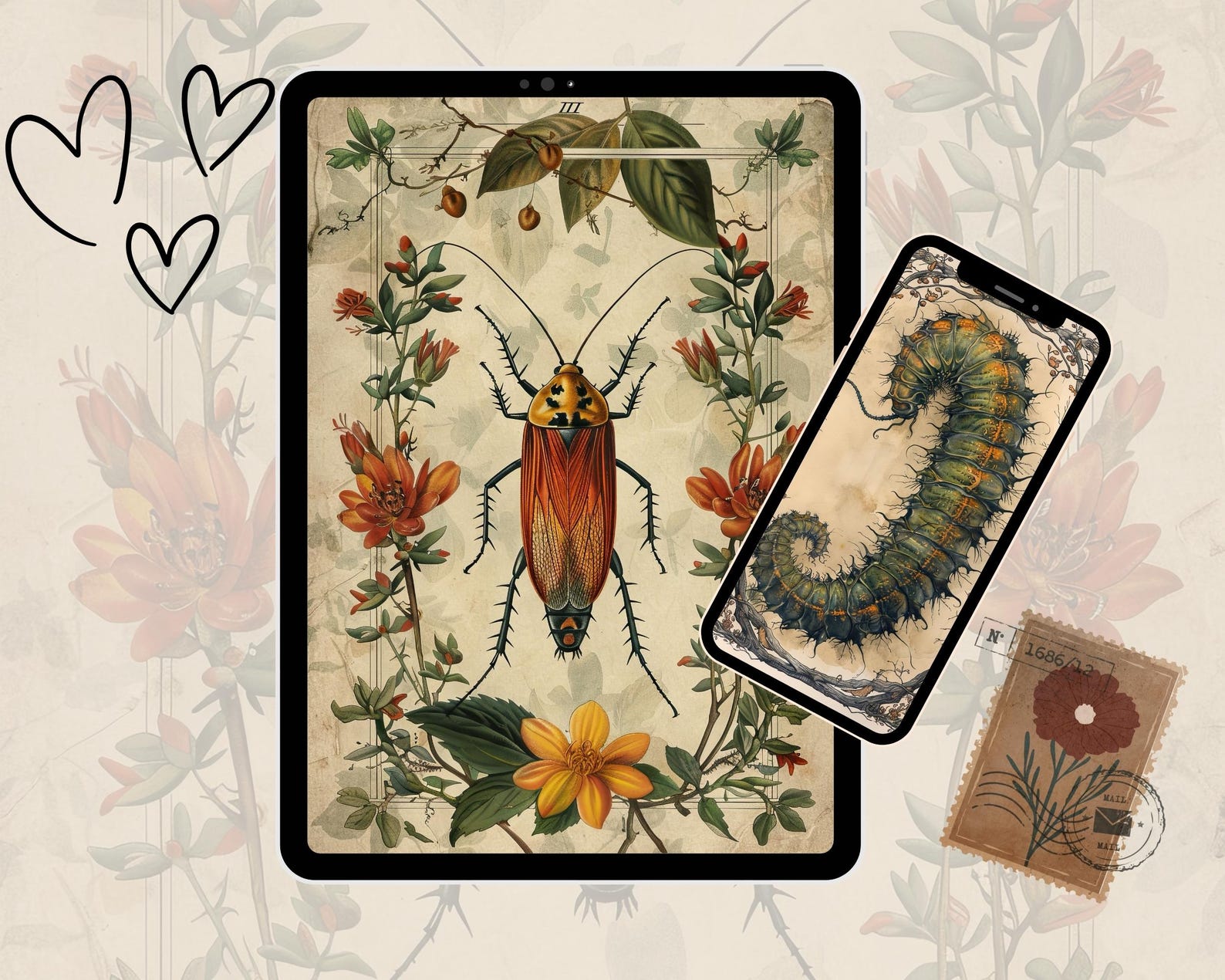 Vintage Botanical, Entomology, Insect Junk Journal Kit, Printable ...