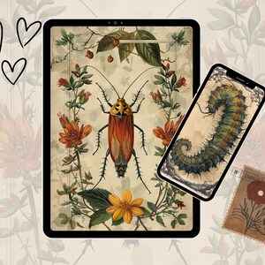 Insects Junk Journal Pages, Digital Scrapbook Paper Kit, Botanical ...