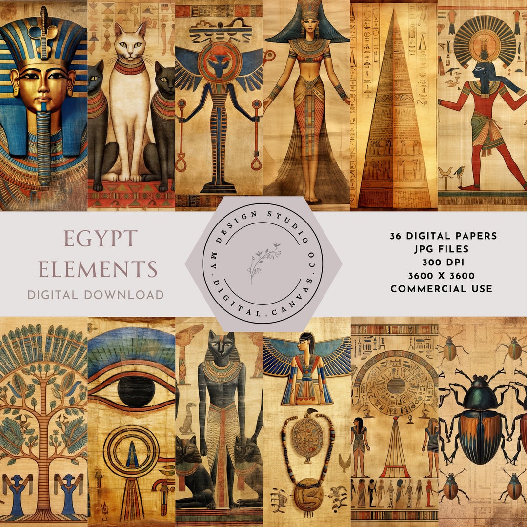 Ancient Egypt - Egyptian Digital Paper, Hieroglyphics Scrapbook Paper ...