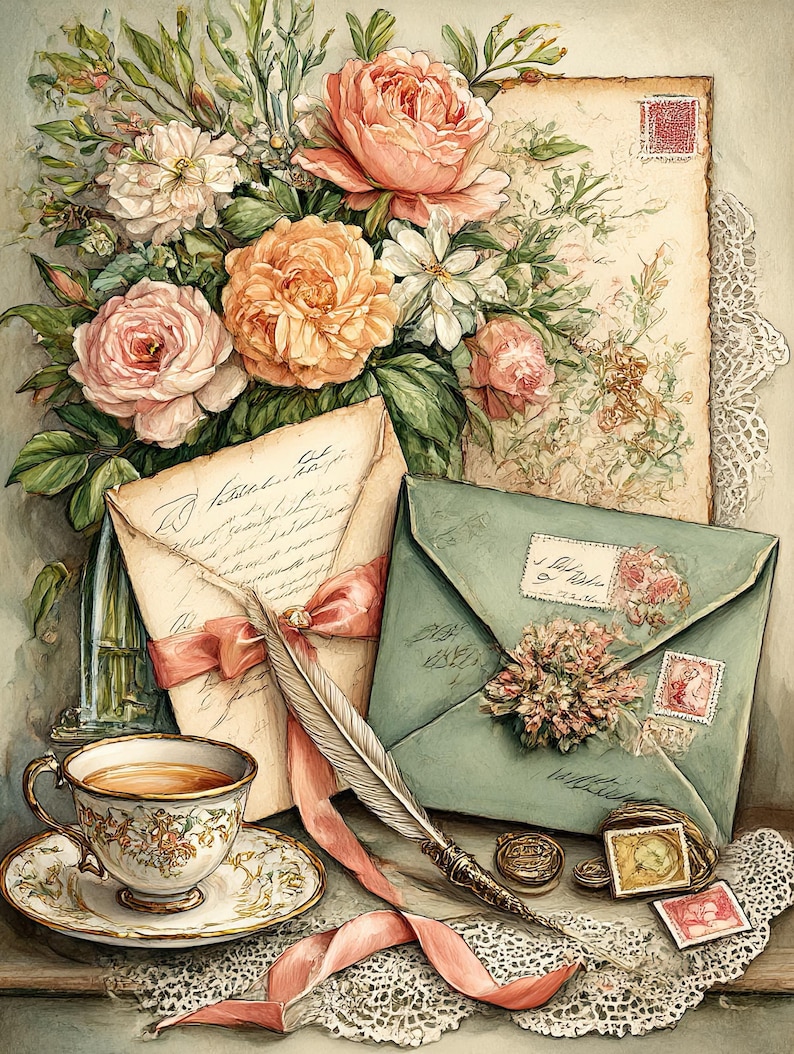 Vintage Tea Party Shabby Chic Printable Junk Journal Kit, Afternoon Tea ...