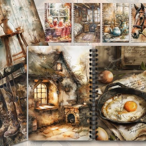 Cozy Cottage Junk Journal Pages, Digital Cottagecore Scrapbook Paper ...