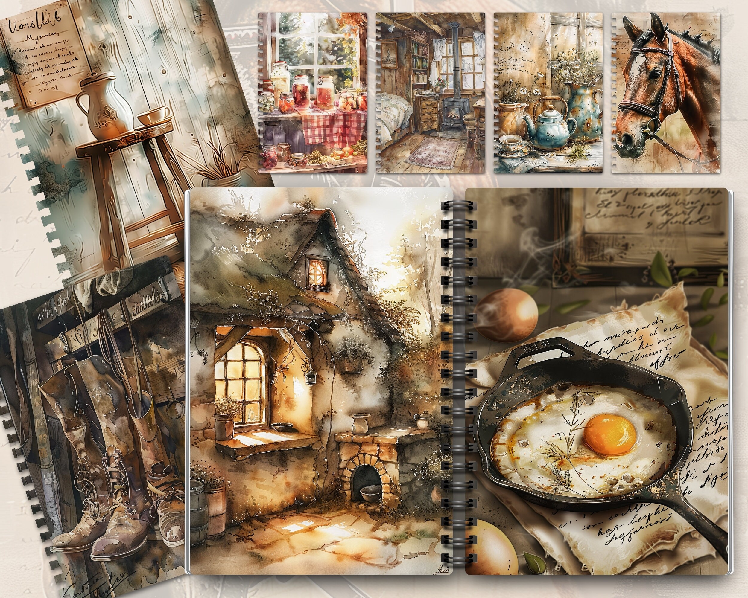 Cozy Cottage Junk Journal Pages, Digital Cottagecore Scrapbook Paper ...