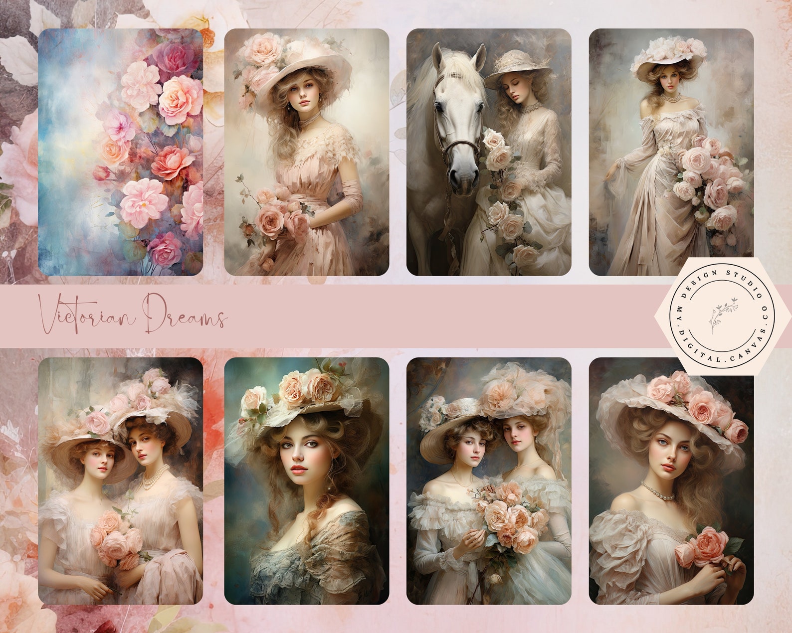Victorian Women Scrapbook Cards: Rococo Ephemera Bundle (digital ...