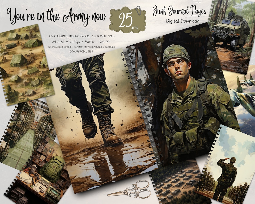 Military Junk Journal Kit Digital Download, Army Ephemera Printable ...