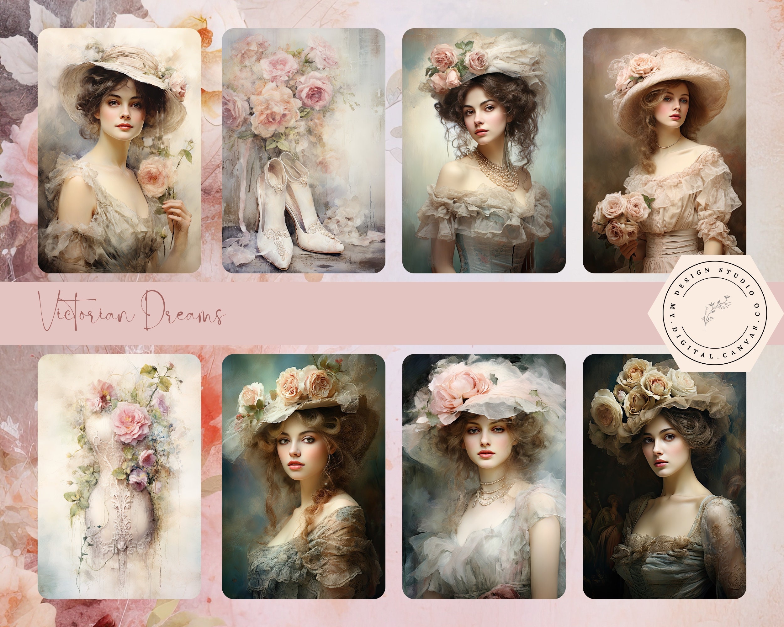 Victorian Women Scrapbook Cards: Rococo Ephemera Bundle (digital ...