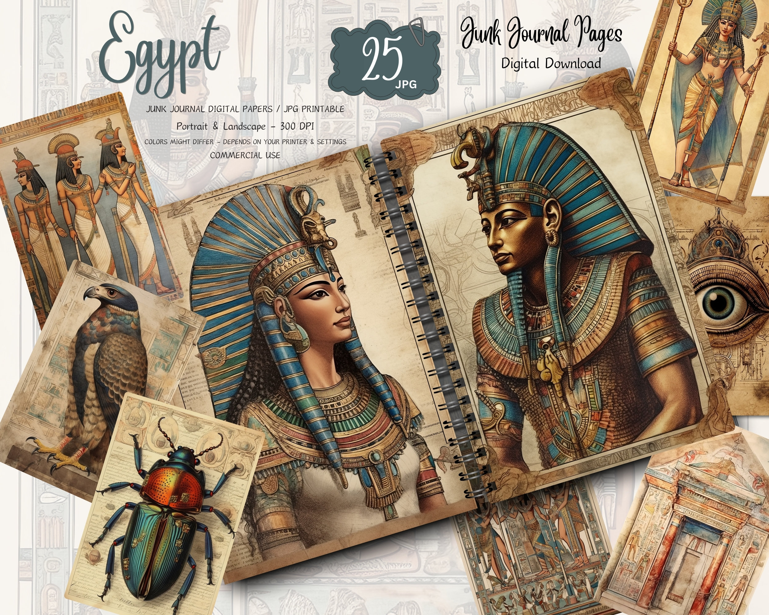 Ancient Egypt Junk Journal Pages, Printable Scrapbook Paper, Digital ...