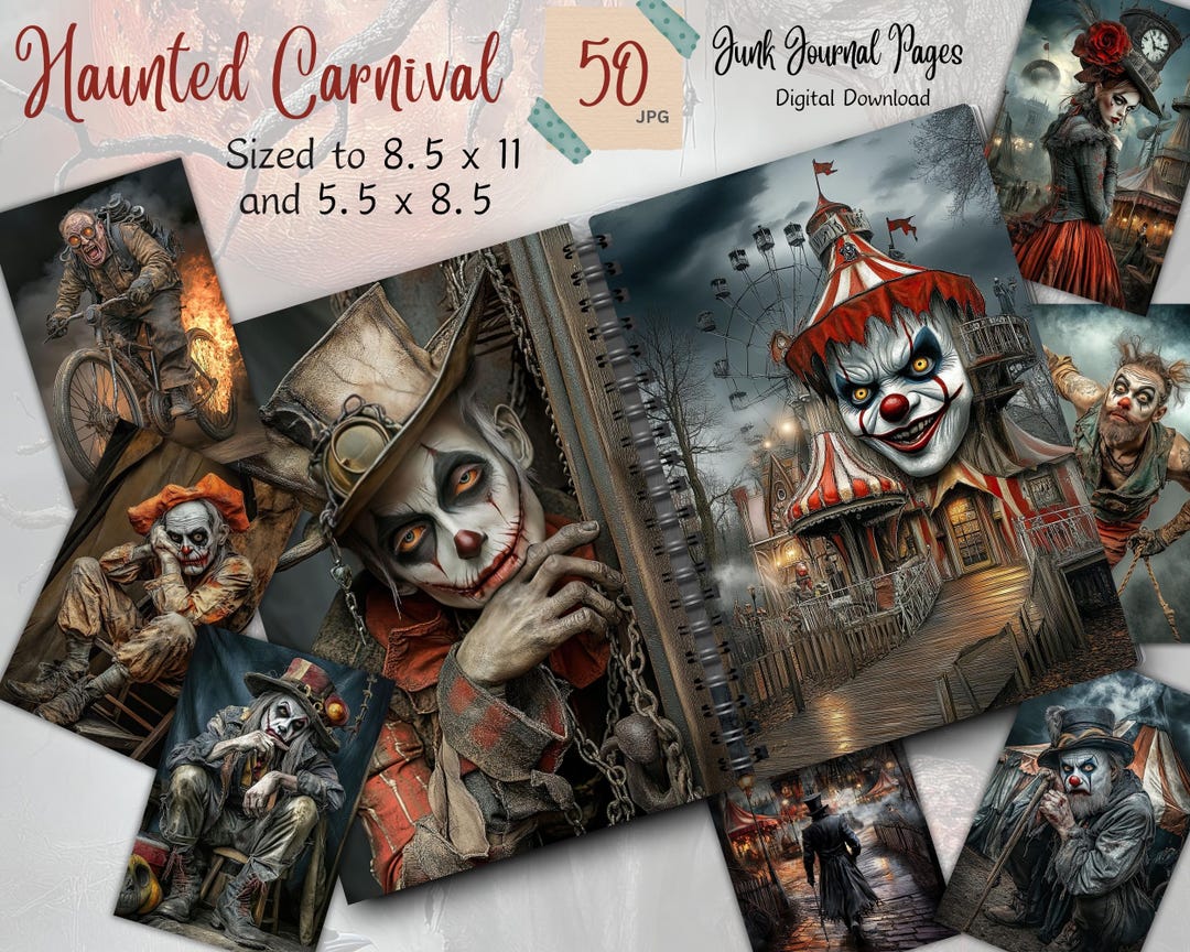 Haunted Carnival Journal Pages: Vintage Clown Ephemera (digital ...