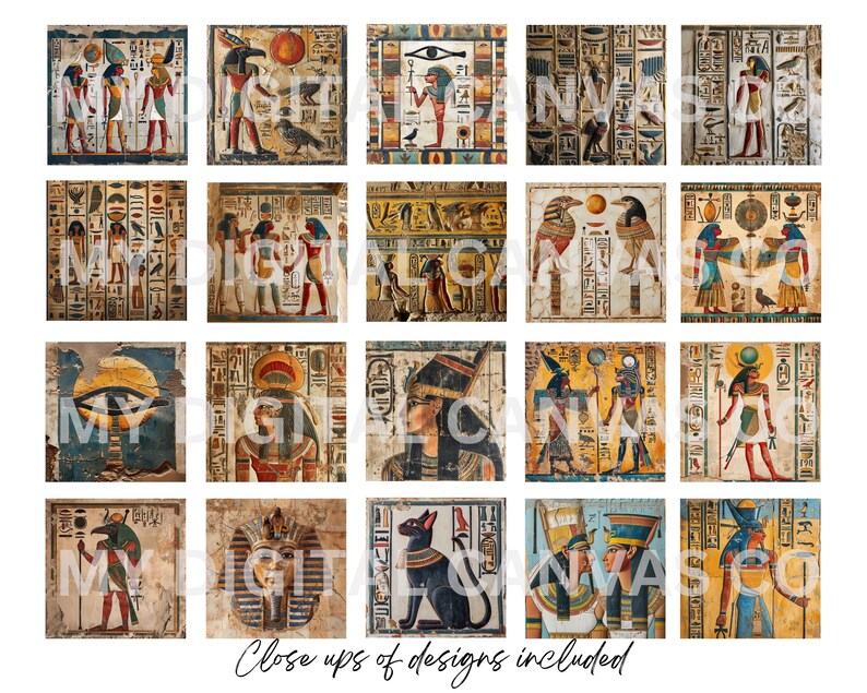 Ancient Egypt Egyptian Digital Paper, Hieroglyphics Scrapbook Paper ...