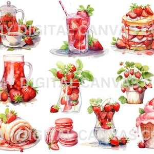 Watercolor Strawberries Clipart - Digital Png SVG Strawberry Cupcake ...