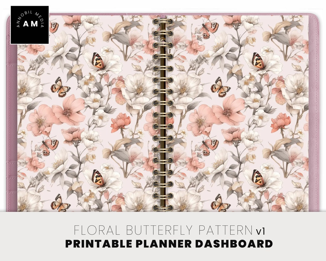 Floral Butterfly Pattern V1 Printable Planner Dashboard - Charming A5 ...