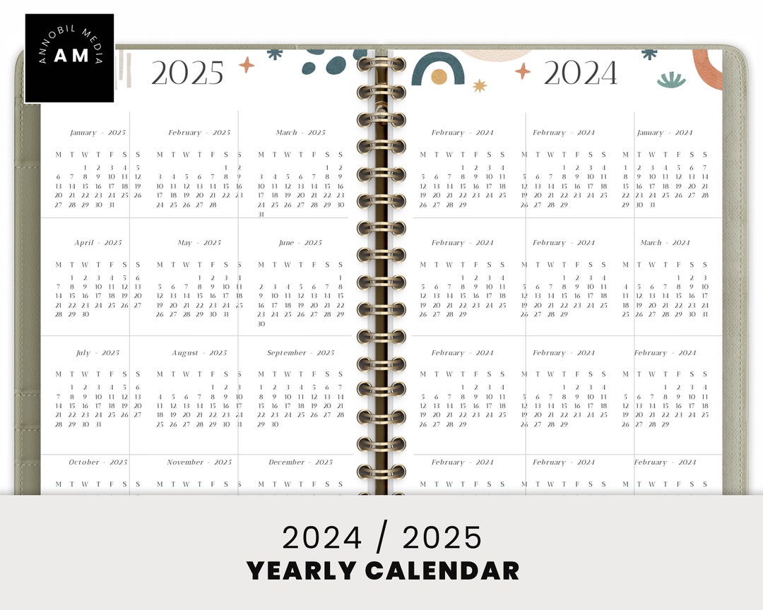 2024 and 2025 Calendar - Printable PDF - A4, A5, and US Letter Sizes - Etsy