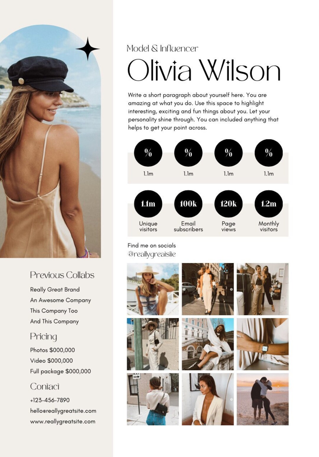 Influencer Portfolio Template UGC Content Creator - Etsy