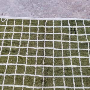 Soft GREEN WOOL Living Room ,berber Grid Pattern Rug ,stunning Moroccan ...