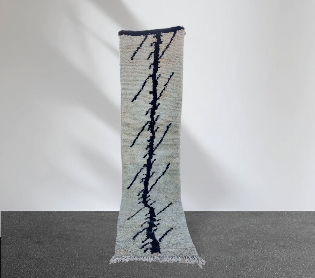 Gorgeous Black and White Wool Runner ,beni Oren Abstract Custom Rugs ...