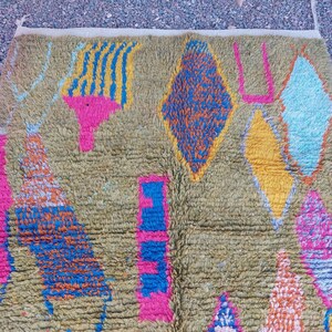 CUSTOM Dark Green Abstract Moroccan Rug ,colorful Hand-woven Berber ...