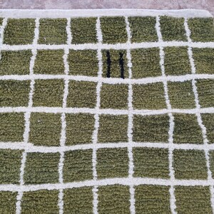 Soft GREEN WOOL Living Room ,berber Grid Pattern Rug ,stunning Moroccan ...