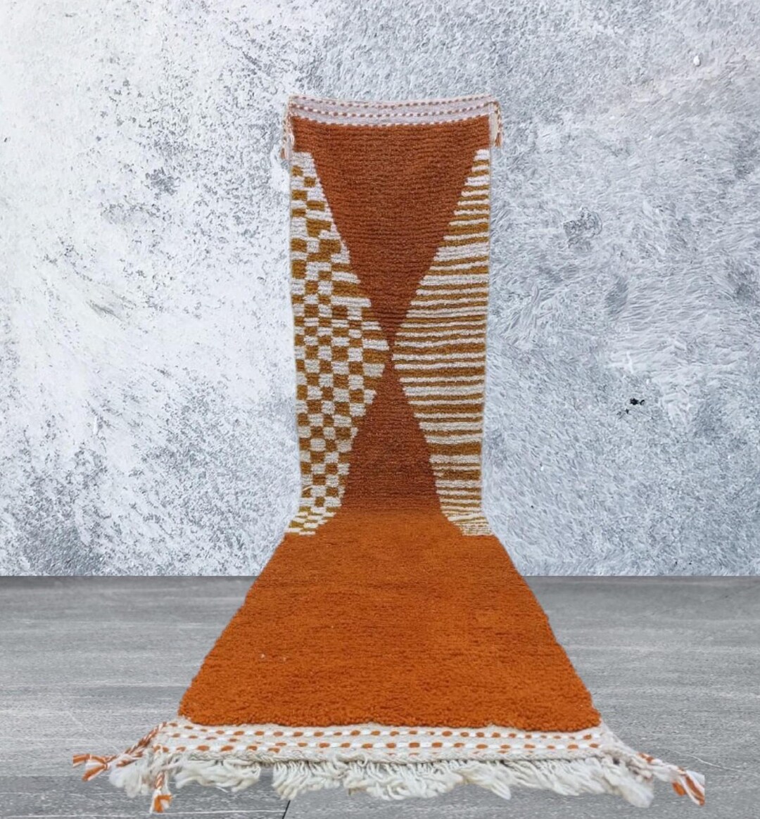 STUNNING HALLWAY RUNNER Orange ,custom Runner in Orange and White ...