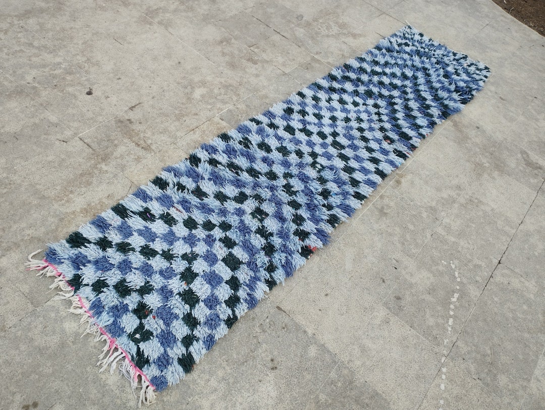 Moroccan Checkered Rug Blue Blue Area Rug moroccan Checker - Etsy