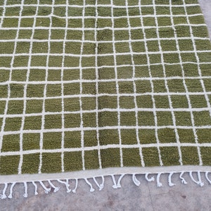 Soft GREEN WOOL Living Room ,berber Grid Pattern Rug ,stunning Moroccan ...