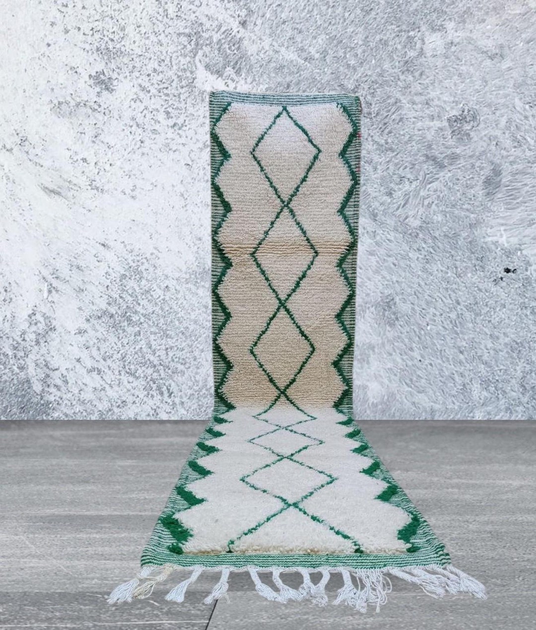MOROCCAN Rug RUNNER GREEN ,custom Runner Rug for Stairs ,white and ...