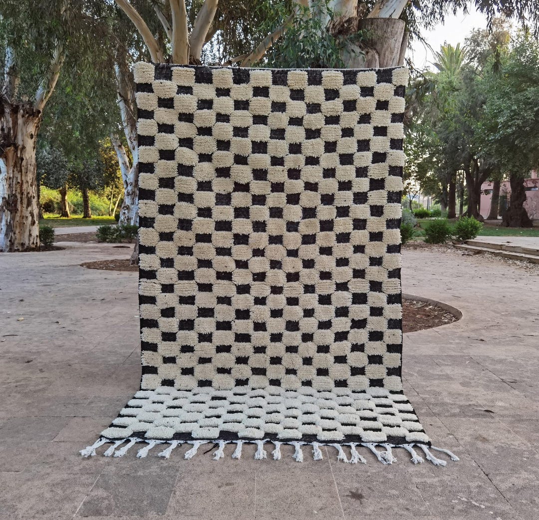 UNIQUE Black and White Checkered Rug ,soft Large Black and White ...