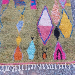 CUSTOM Dark Green Abstract Moroccan Rug ,colorful Hand-woven Berber ...