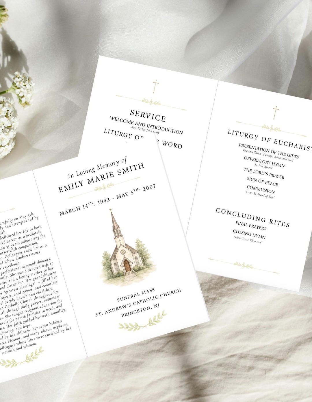 Catholic Funeral Mass Program Template, Canva Digital Download ...