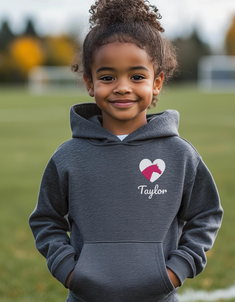 Personalized Horse Girl Embroidered Hoodie, Girls Horse Sweatshirt ...