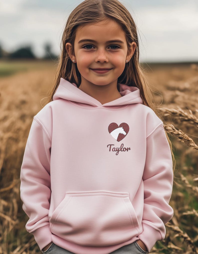 Personalized Horse Girl Embroidered Hoodie, Girls Horse Sweatshirt ...