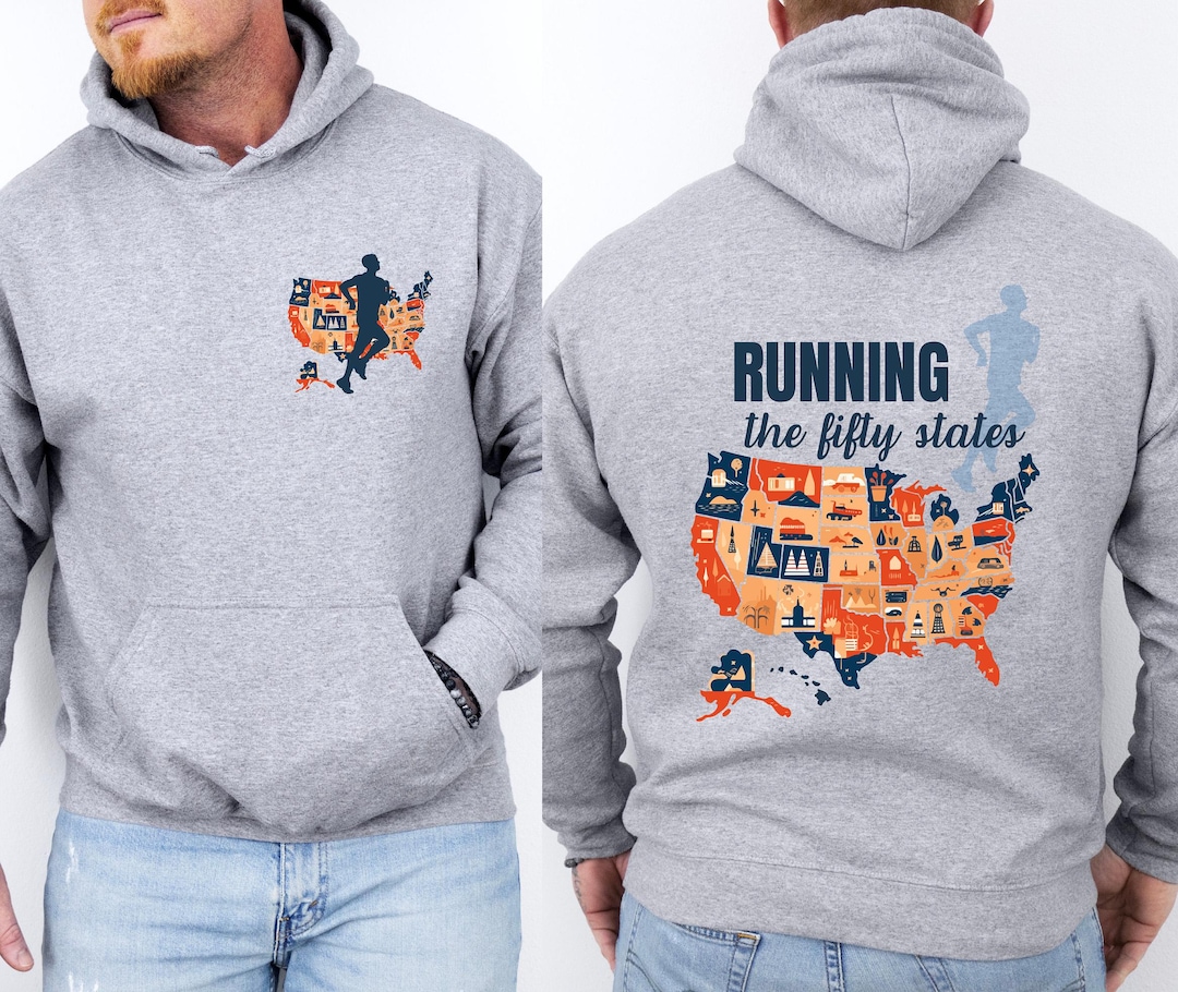 Run 50 States Hoodie, Run the Usa Sweatshirt, Running the Usa, 50 ...