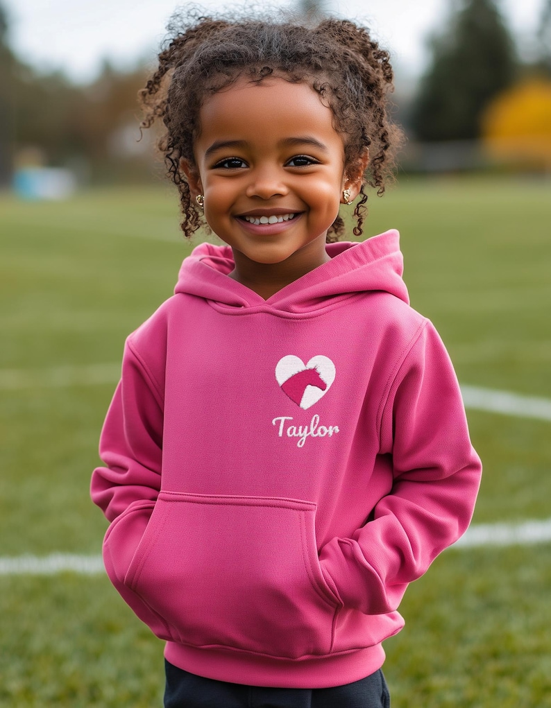 Personalized Horse Girl Embroidered Hoodie, Girls Horse Sweatshirt ...