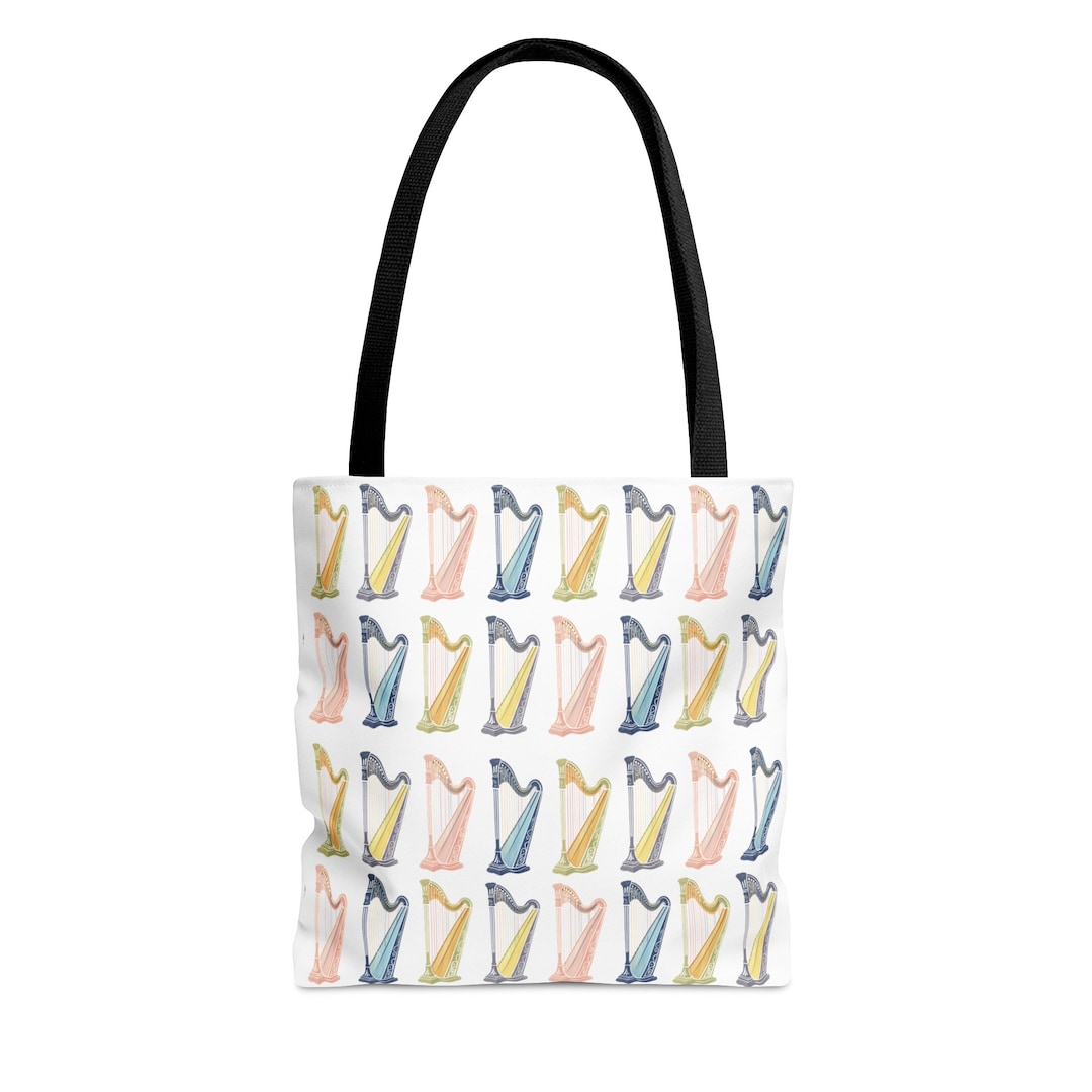 Harp Tote Bag, Harp Gift, Harpist Gift, Gift for Harp Player, Gift for Harpist, Harp Student Bag ...
