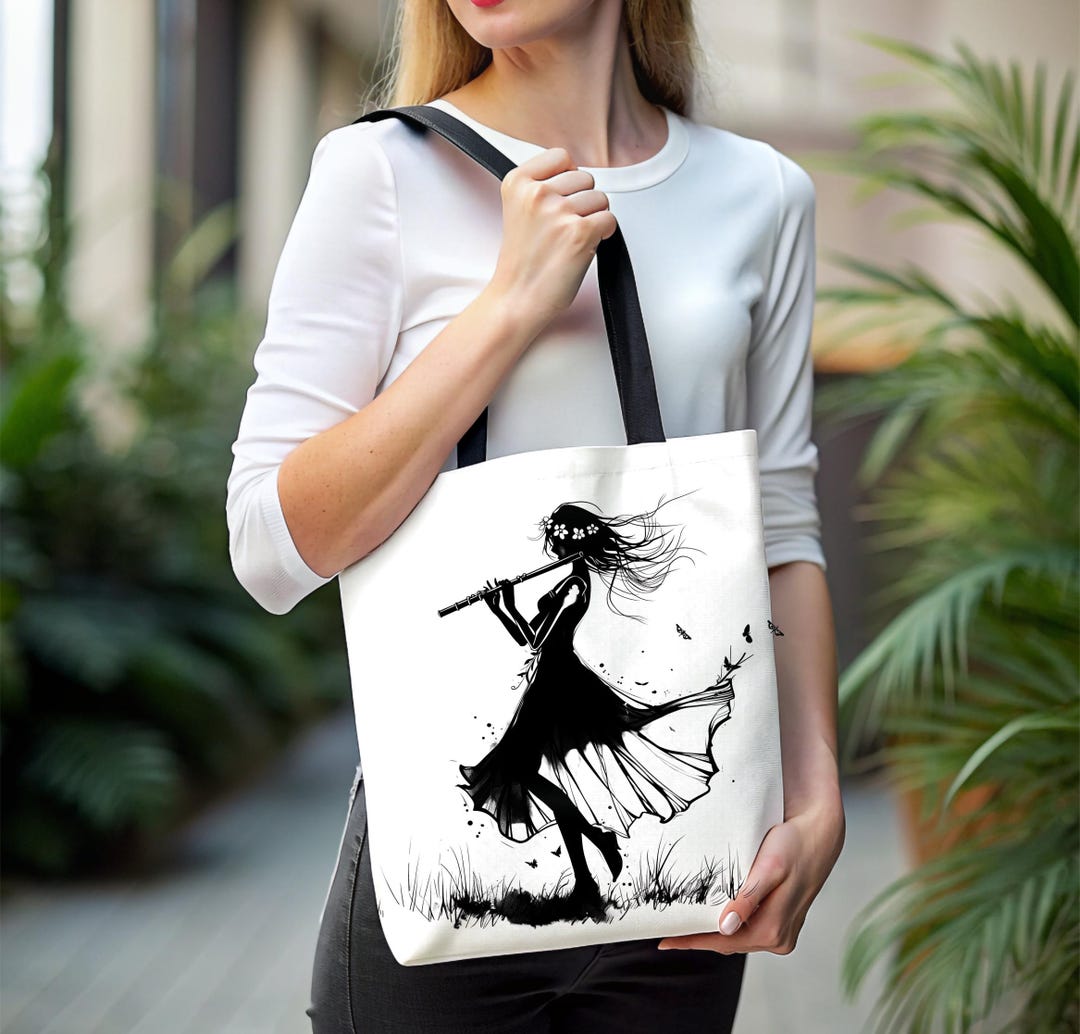 Flutist Tote Bag, Flute Tote Bag, Flute Bag, Flute Gift, Gift for Flute ...