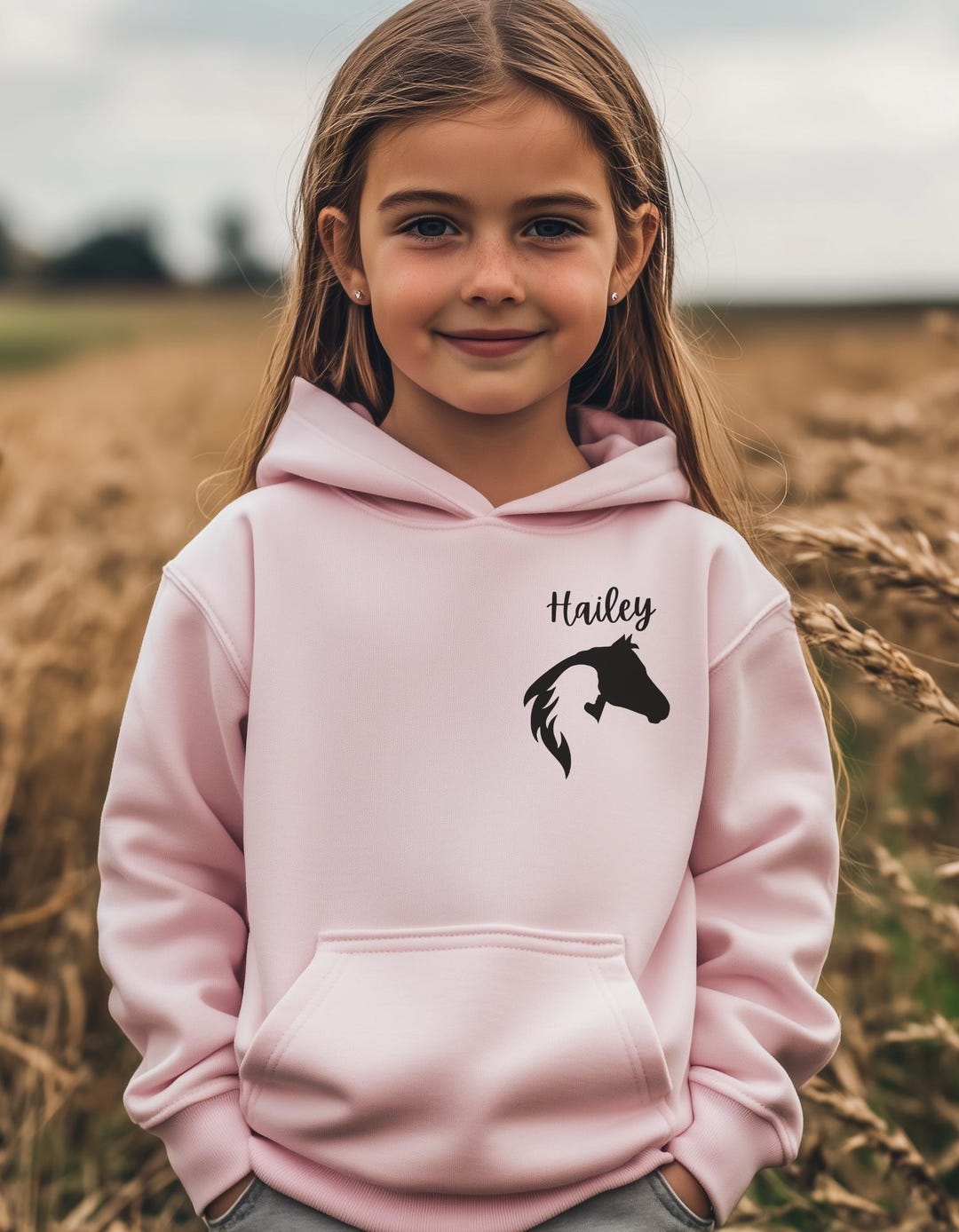 Girl Horse Hoodie Personalized, Equestrian Youth Hoodie, Horse Lover ...