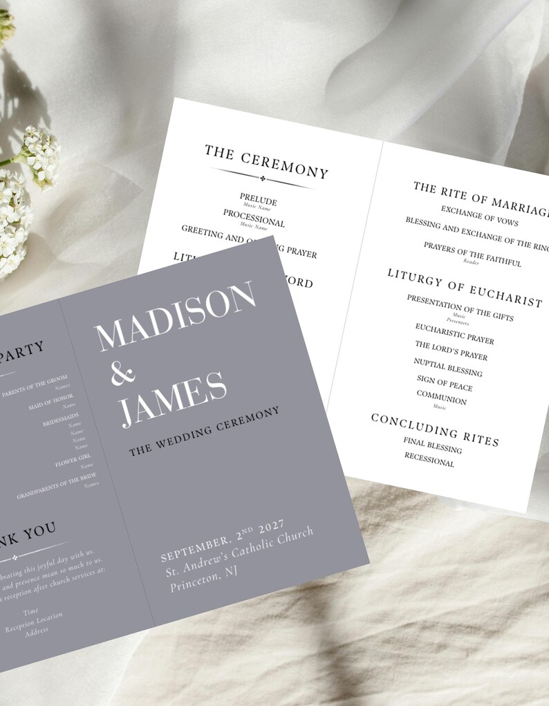 Catholic Wedding Ceremony Program Template, Canva Digital Download ...