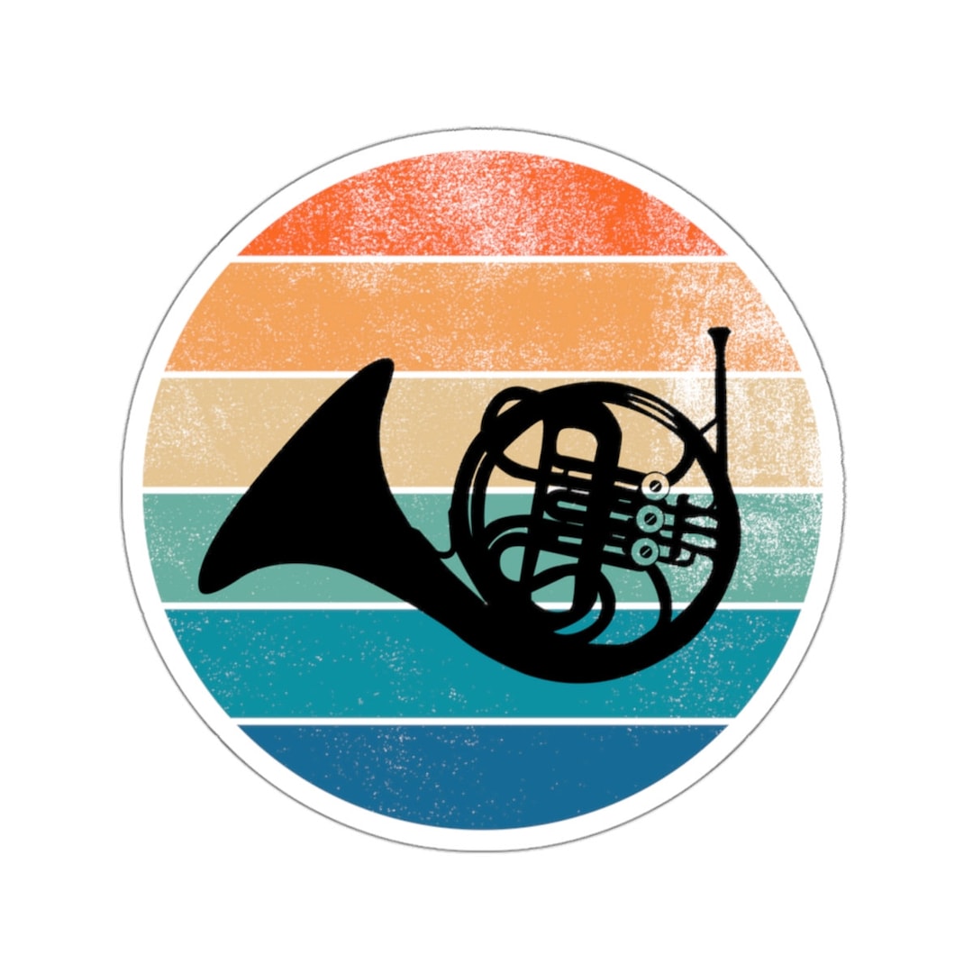 Retro Sunset French Horn Sticker, French Horn, French Horn Player ...