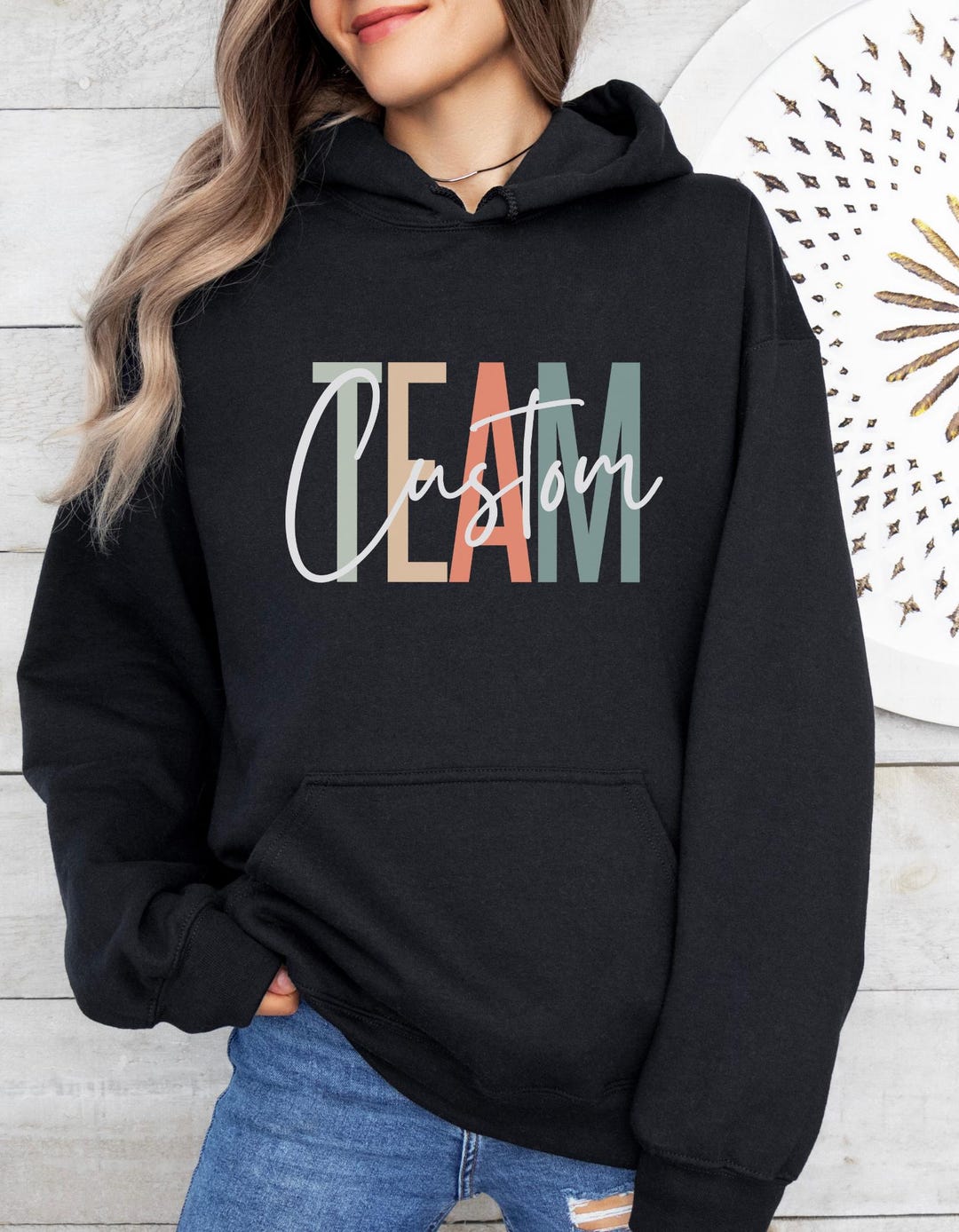 Custom Team Name Hoodie, Team Spirit Pullover, Personalized Team Shirt ...