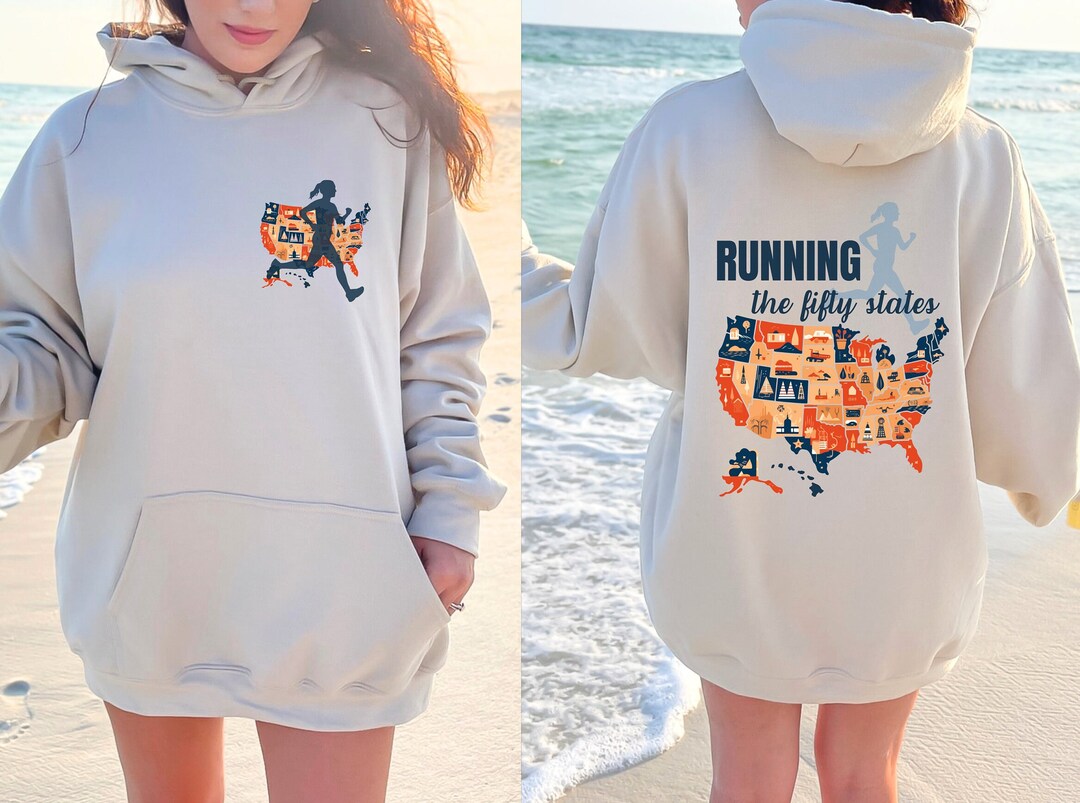 Run 50 States Hoodie, Run the Usa Sweatshirt, Running the Usa, 50 ...