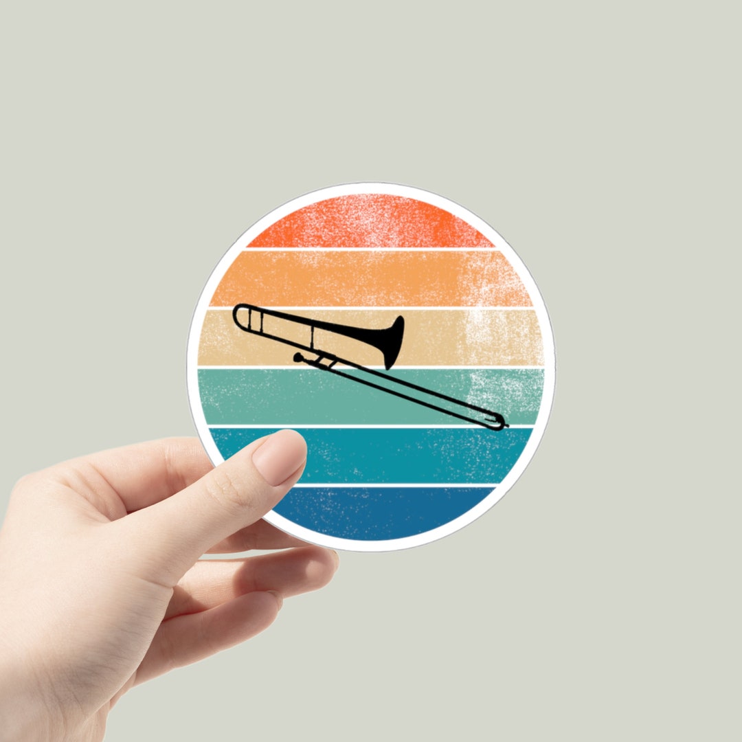 Retro Sunset Trombone Sticker, Gift for Trombone Player, Gift for ...
