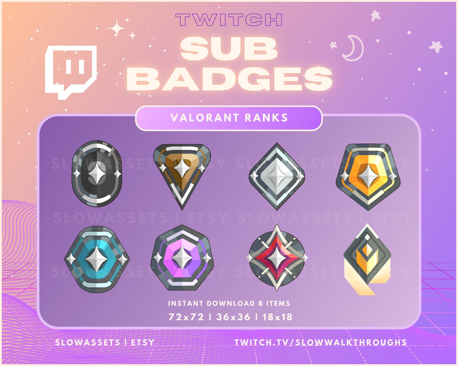 Valorant Twitch Sub Badges Ranked Subscriber Badges & Bit - Etsy