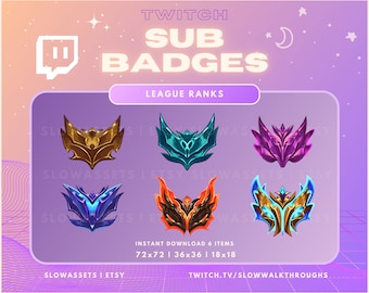 Twitch Sub Badges | League of Legends Ranked Subscriber Badges & Bit ...