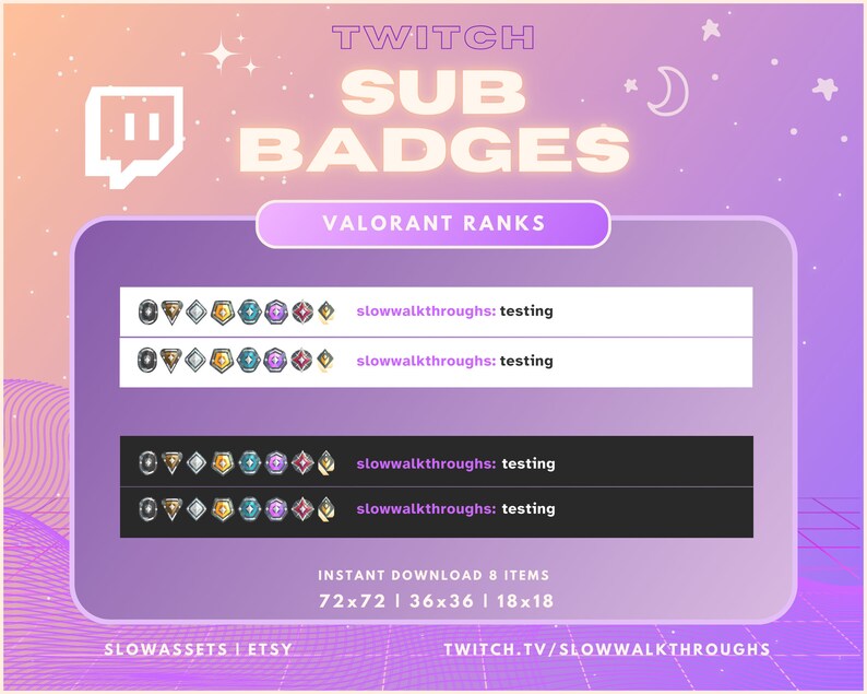 Valorant Twitch Sub Badges Ranked Subscriber Badges & Bit - Etsy