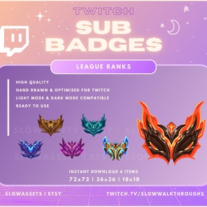 League of Legends Twitch Sub Badges | Ranked Subscriber Badges & Bit ...